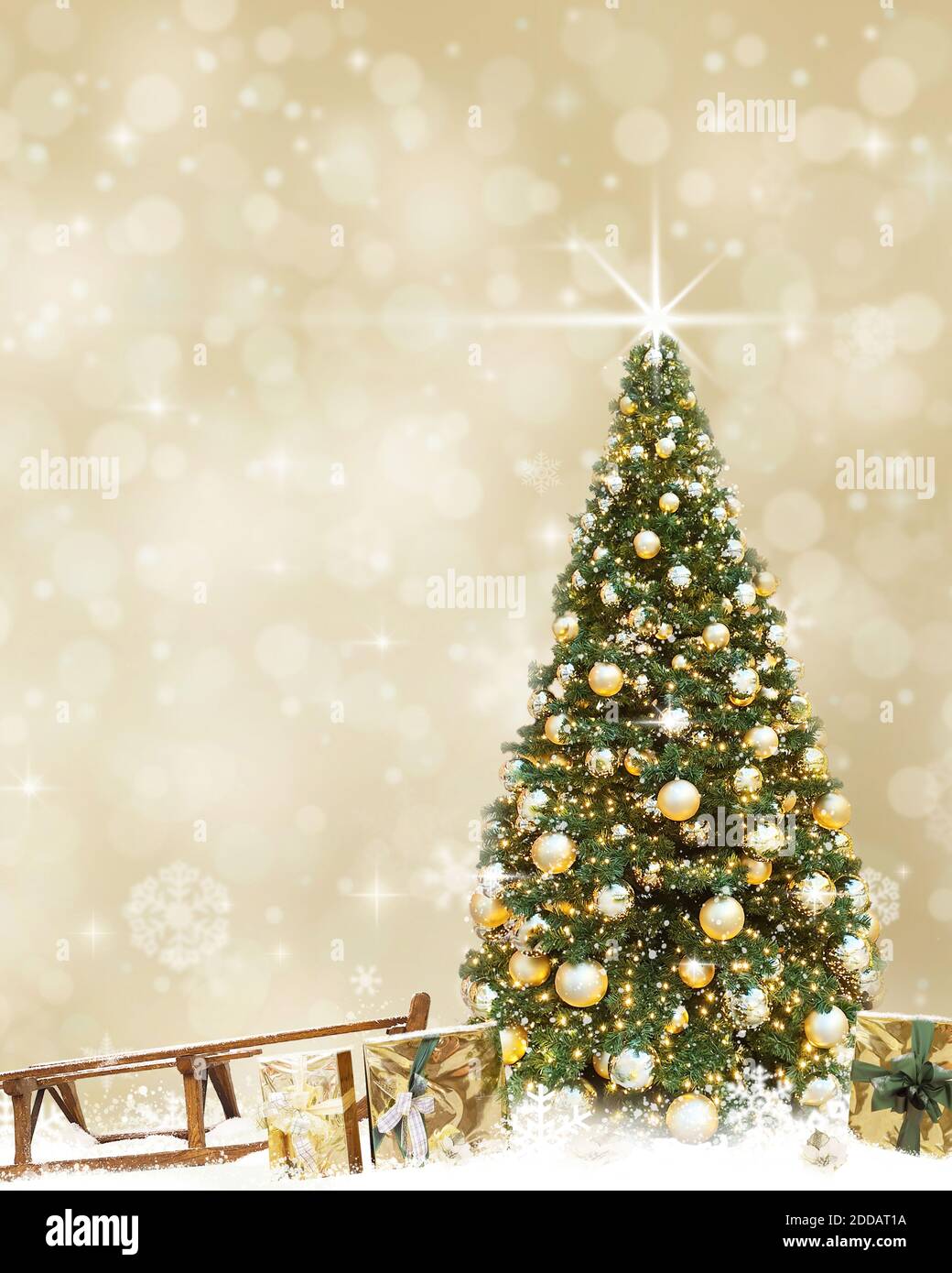 Gold Christmas Tree Wallpaper