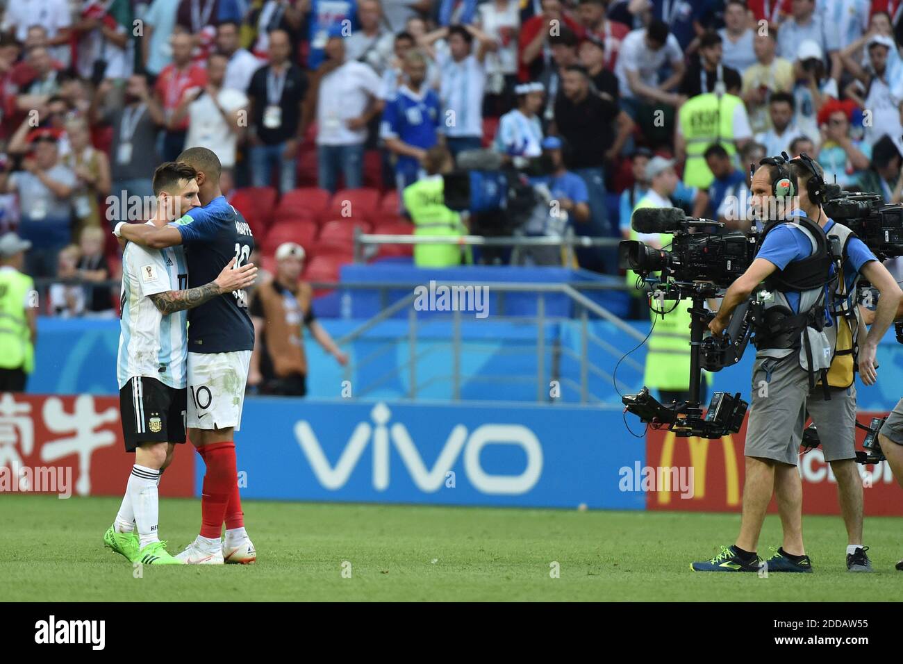 Lionel Messi and Kylian Mbappe at the 2018 FIFA World Cup Russia 1/8 ...