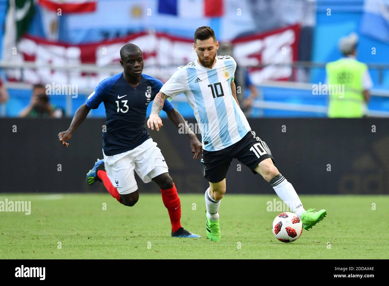 N'Golo Kanté and Lionel Messi during the 2018 FIFA World Cup Russia 1/8 ...