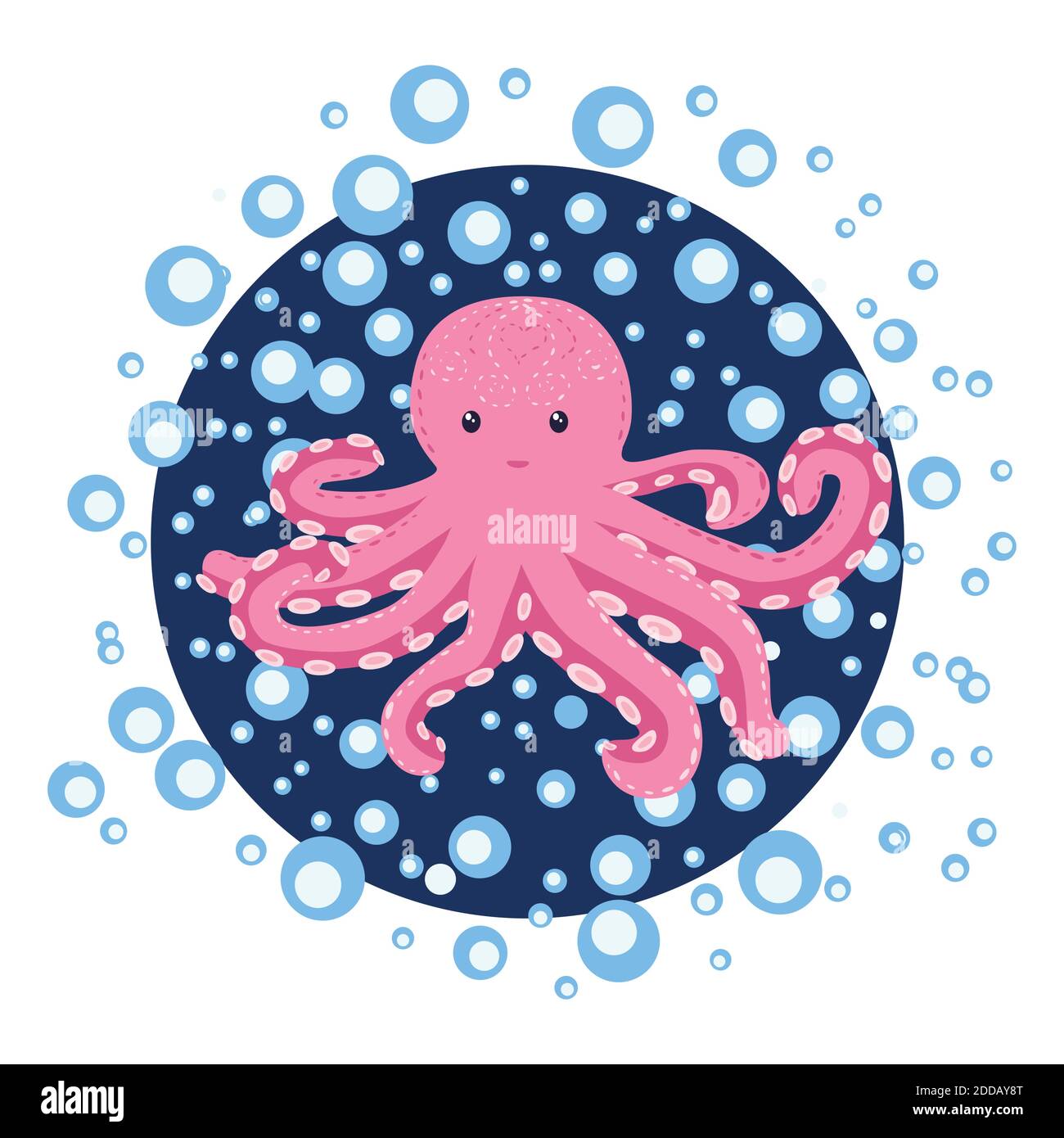 Happy Pink Octopus Cartoon Mascot Character. Marine inhabitants ...