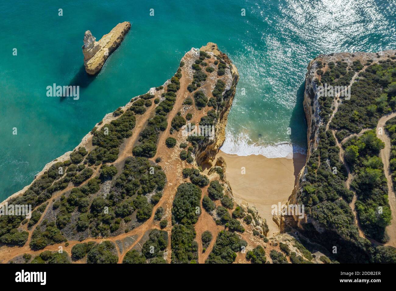 Drone view of empty Praia das Fontainhas beach Stock Photo - Alamy