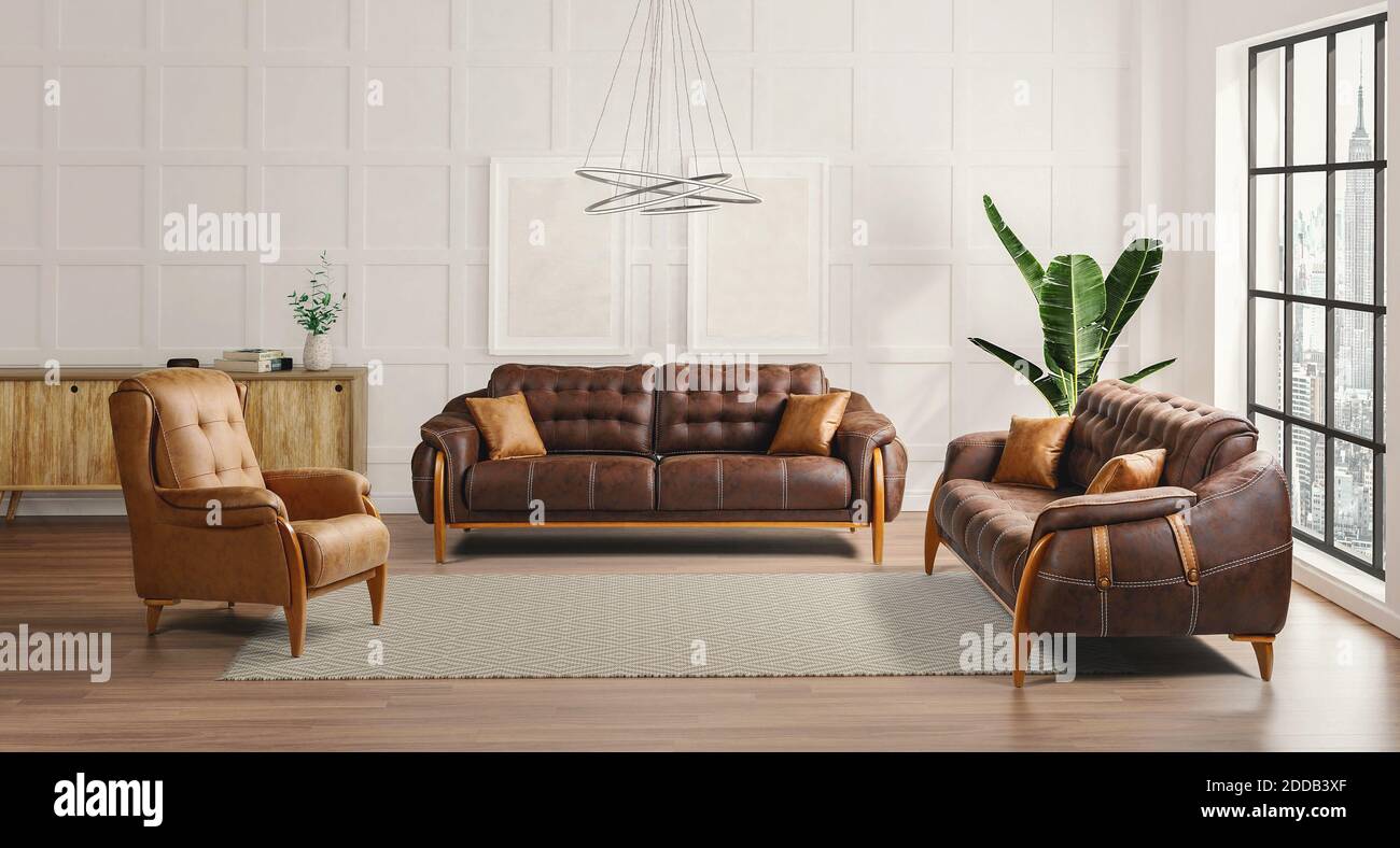 Comfortable furniture set in a modern interior Stock Photo - Alamy
