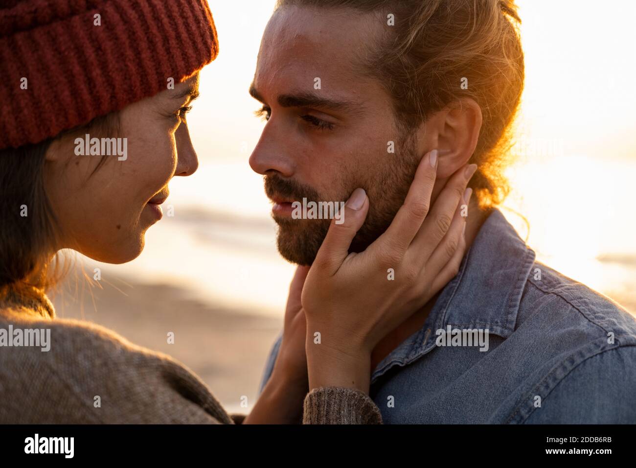 Man touching woman face romantic love hi-res stock photography and ...