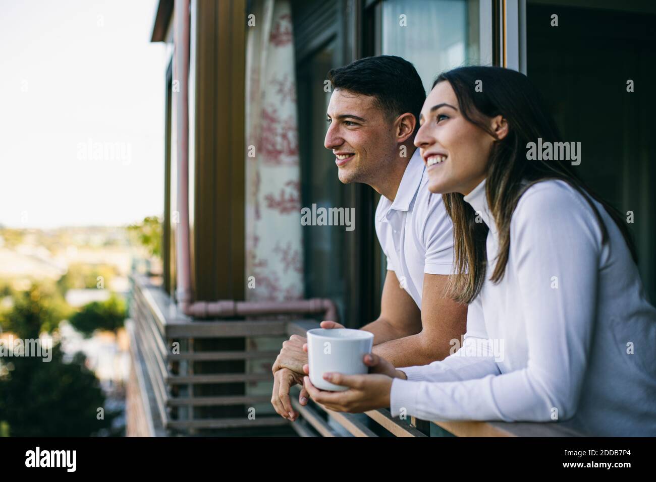 Balcony view coffee couple hi-res stock photography and images - Alamy