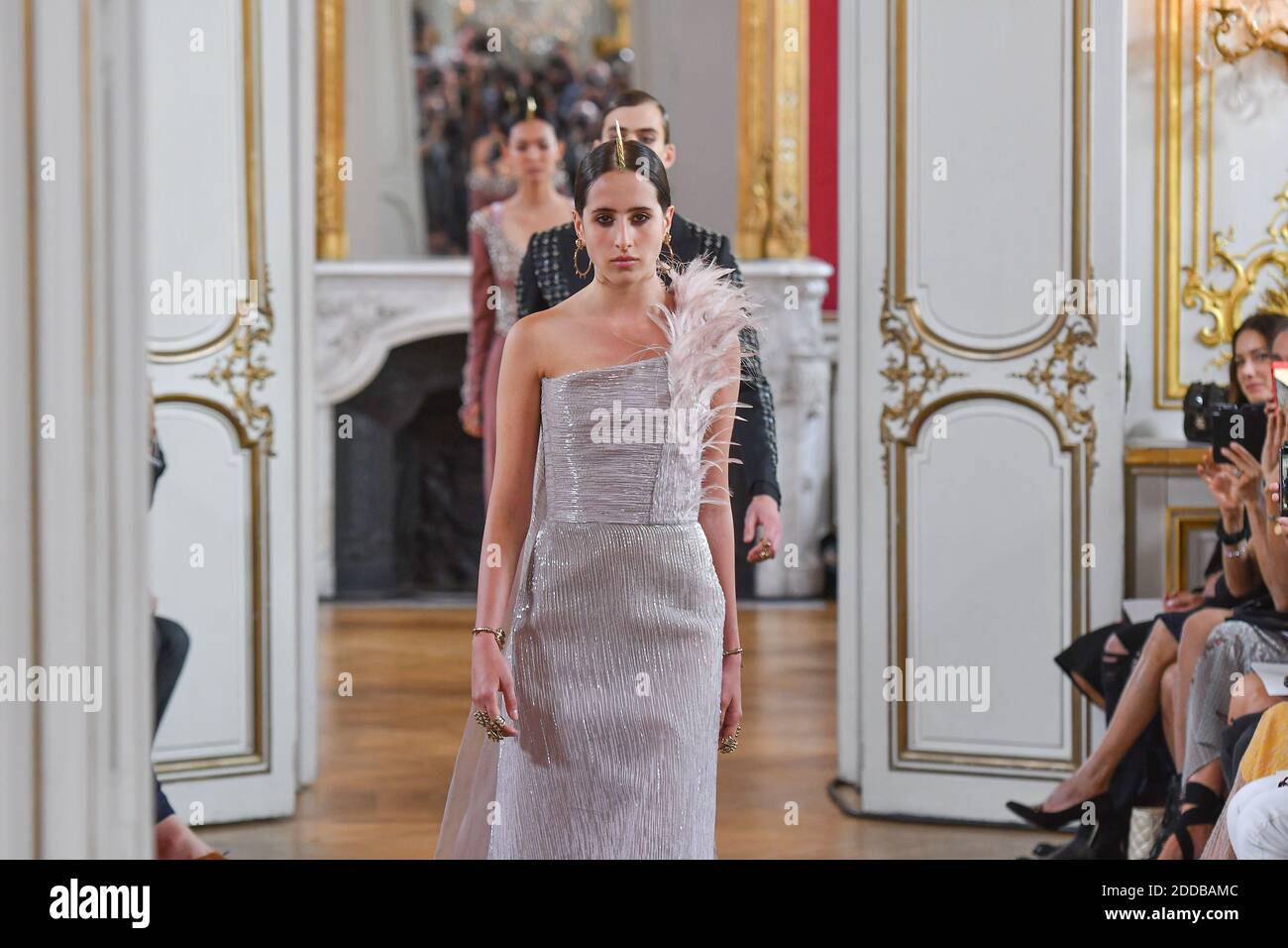 Taleedah Tamer walks the runway during Antonio Grimaldi Haute Couture ...