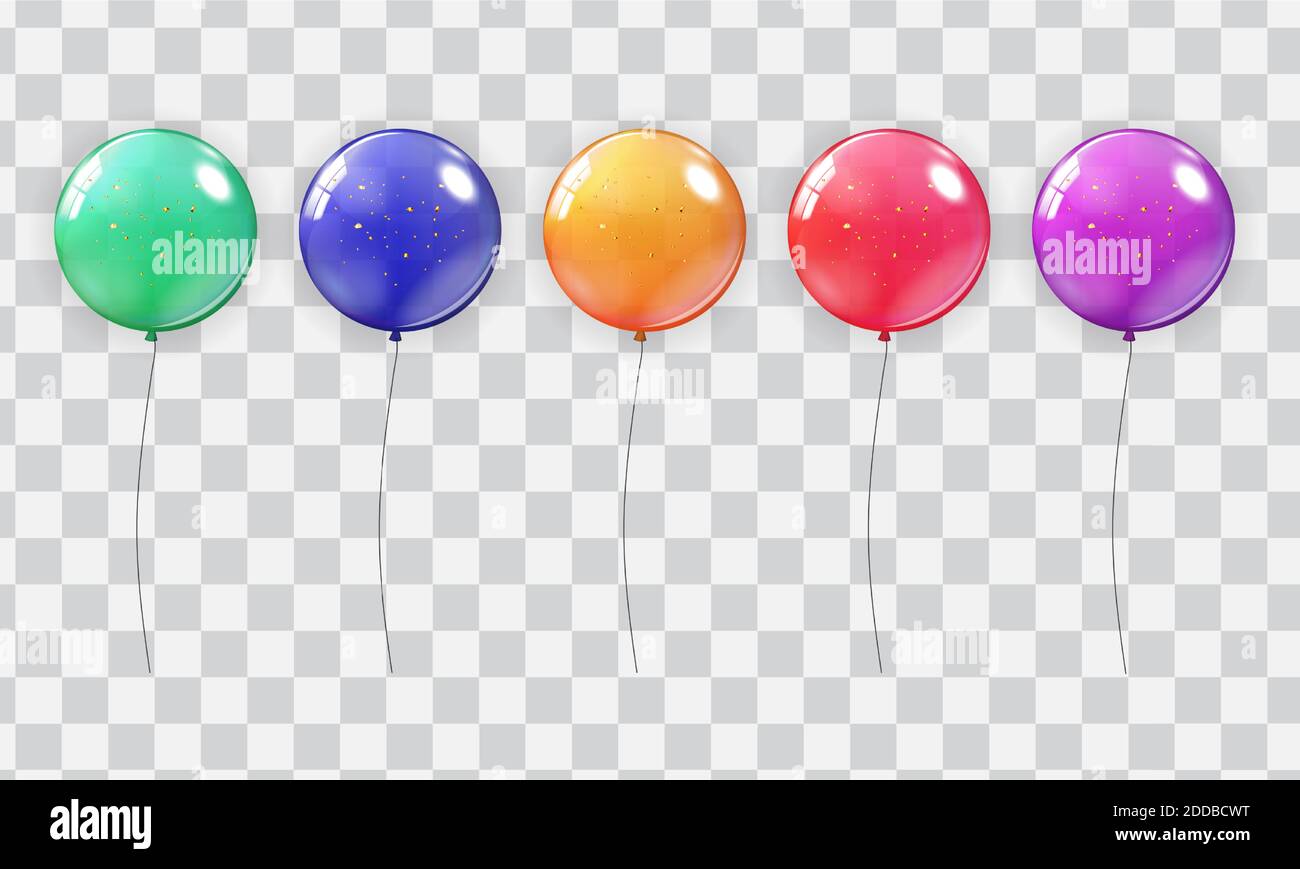 Realistic Balloon Collection Set Isolated on Transparent Background ...