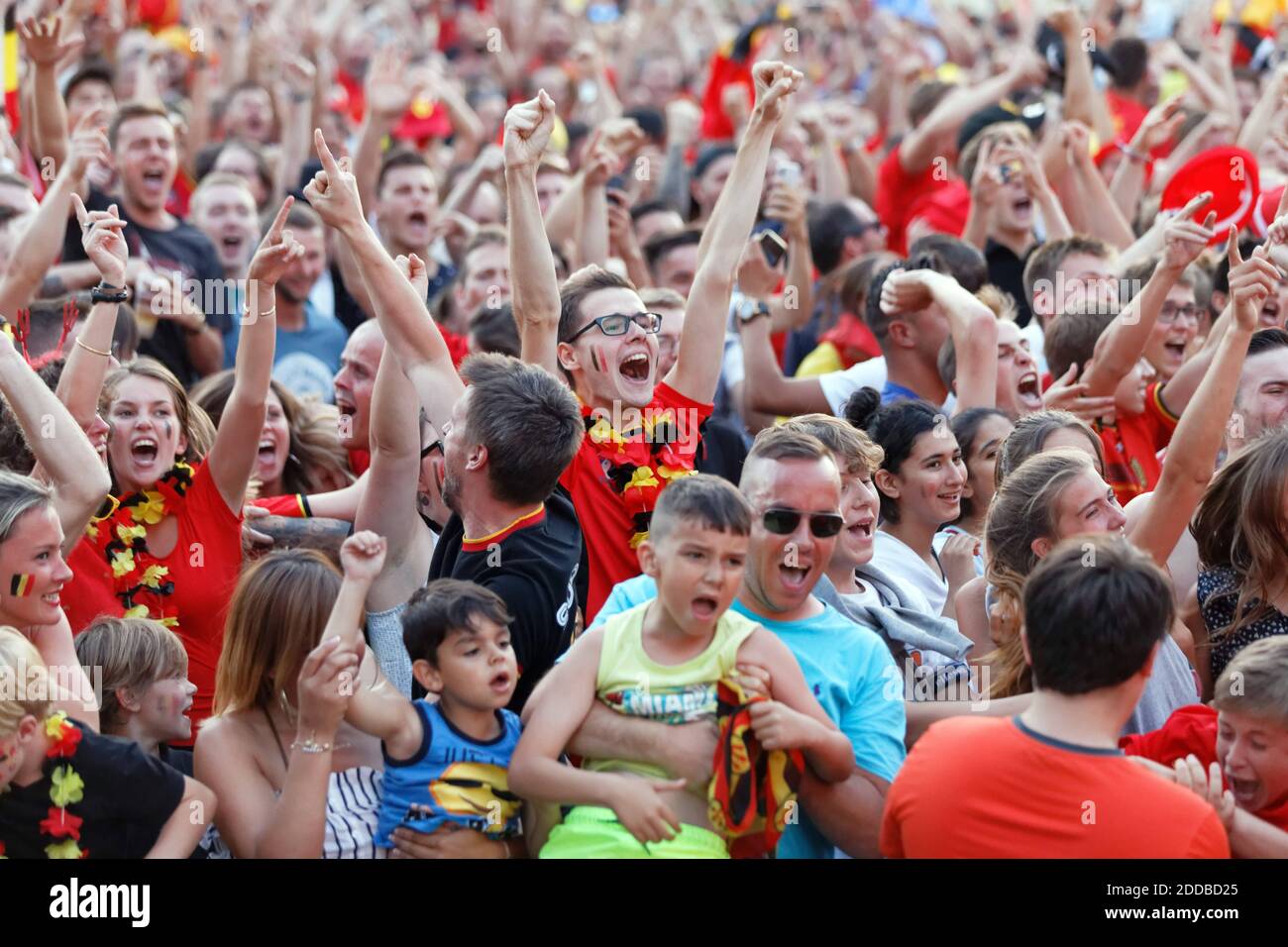 Football fans attend a screen broadcasting of the 2018 FIFA World Cup ...