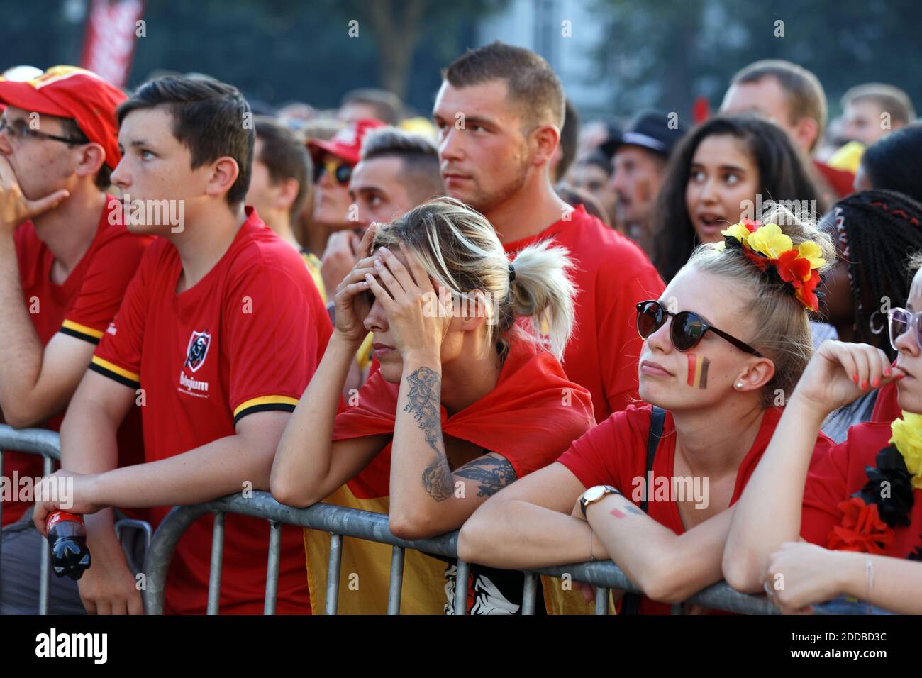 Football fans attend a screen broadcasting of the 2018 FIFA World Cup ...