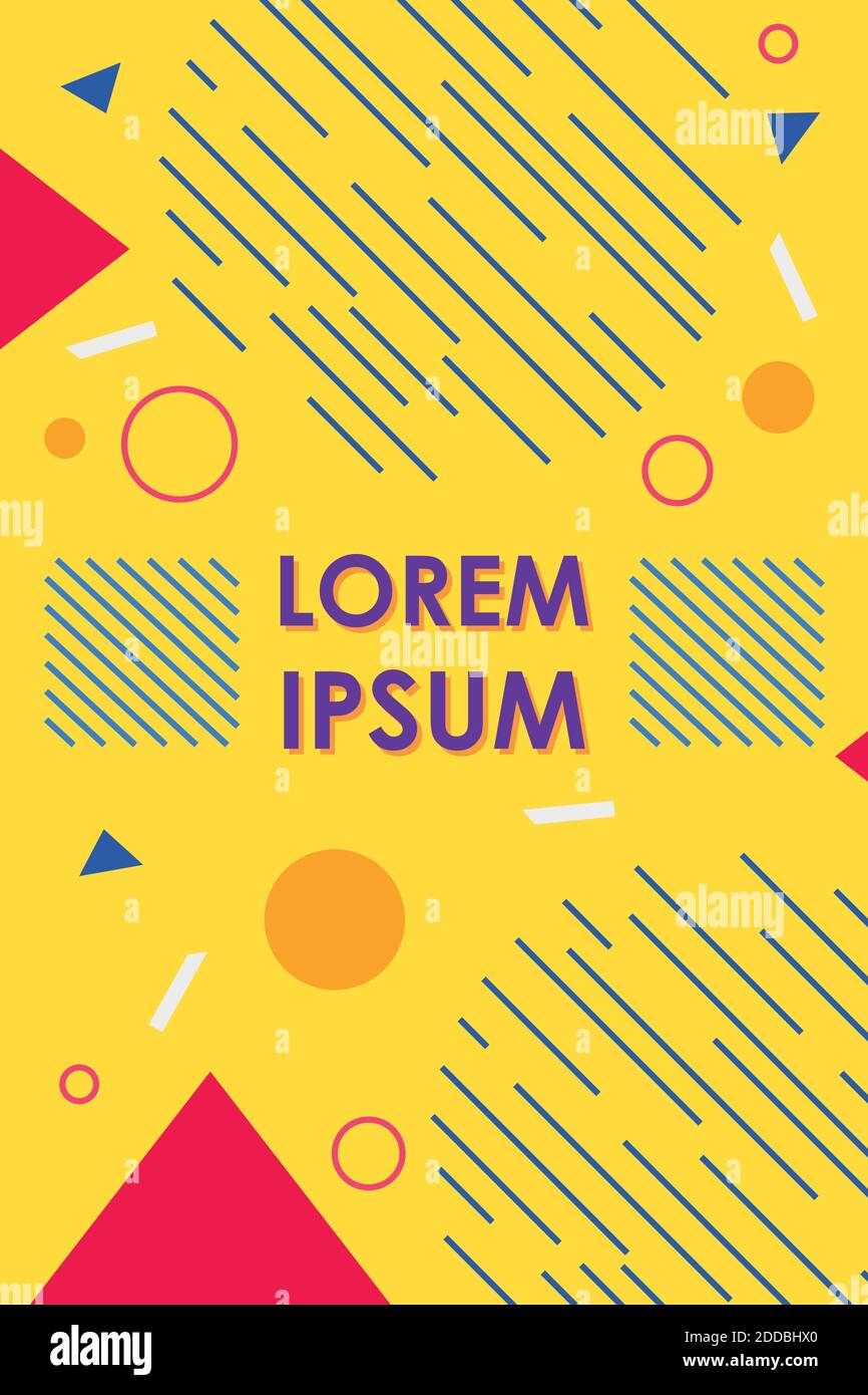 memphis yellow design with geomtric shapes ,vector illustration Stock ...