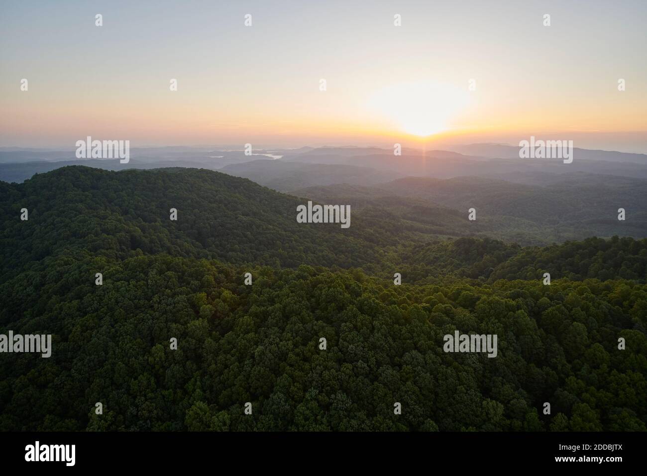 Aerial view of Appalachian forest at foggy sunrise Stock Photo - Alamy
