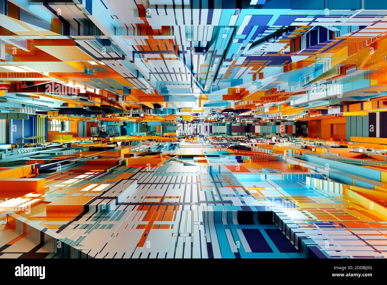 3D rendered Illustration inside CPU electronic and digital hardware ...