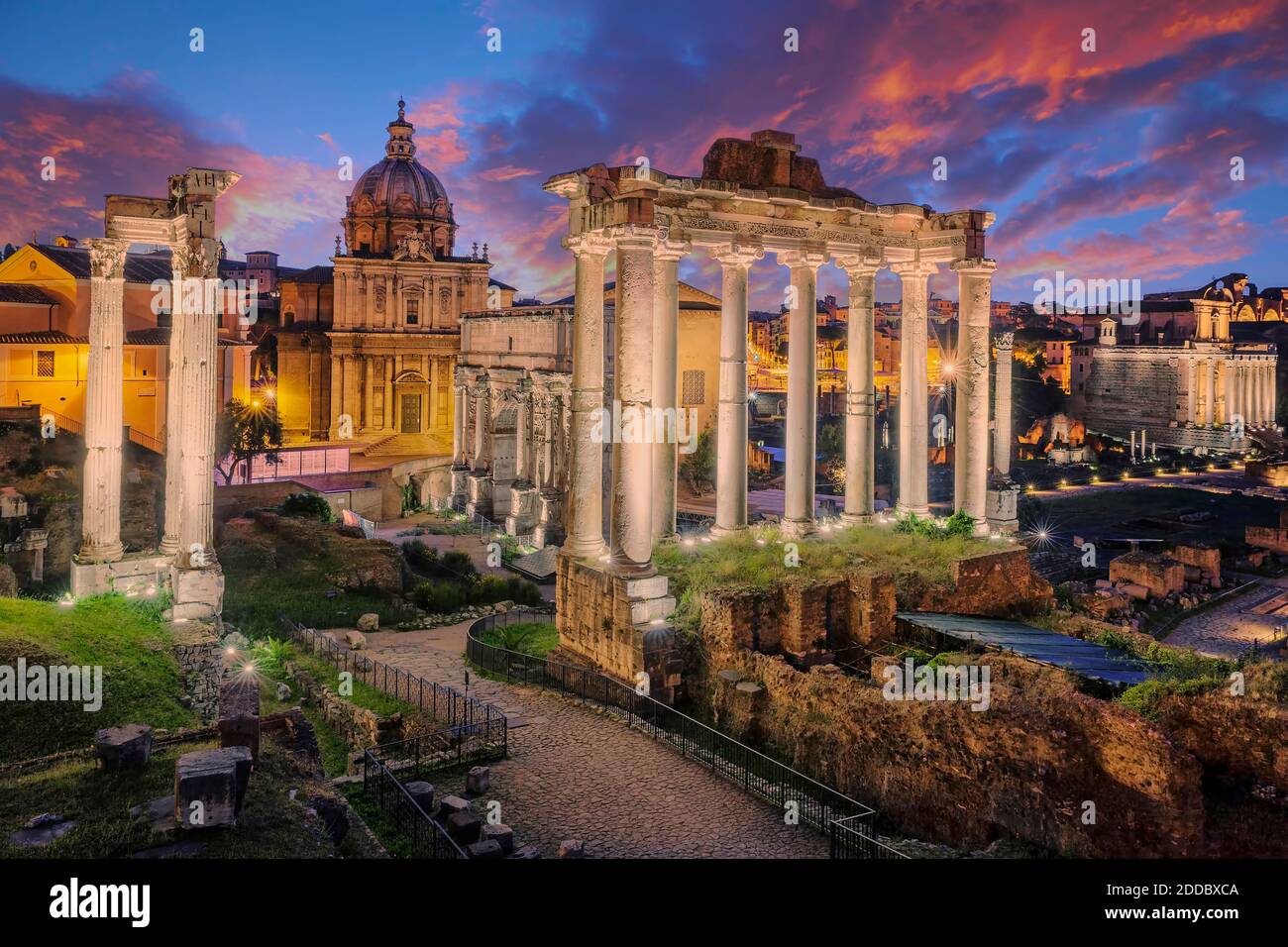 Famous Ruins of Forum Romanum on Capitolium hill in Rome, Italy Stock ...