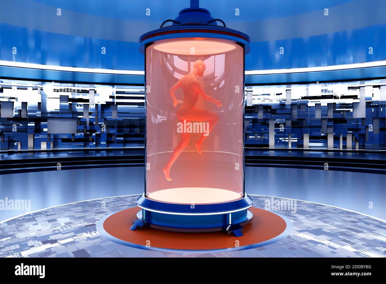 3D rendered illustration of gynoid being created in regeneration tank ...