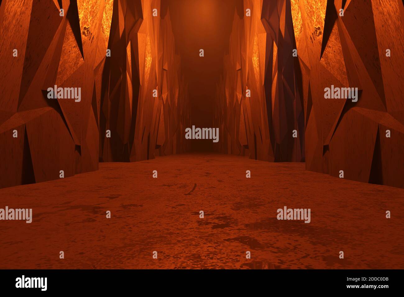 Three dimensional render of interior of dark red tomb Stock Photo - Alamy
