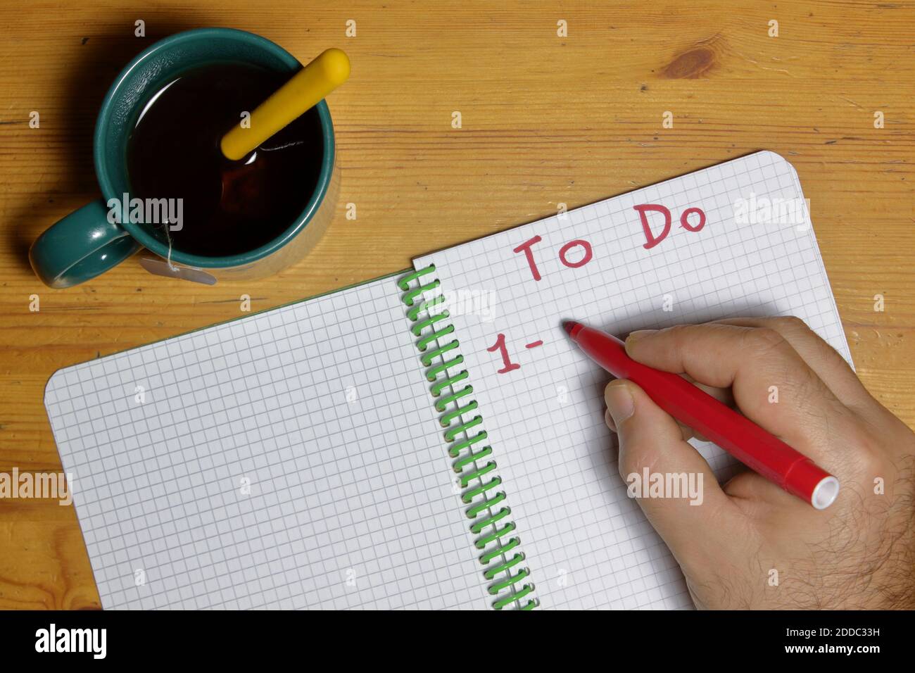 to do list with a man hand with red marker writing point one Stock ...