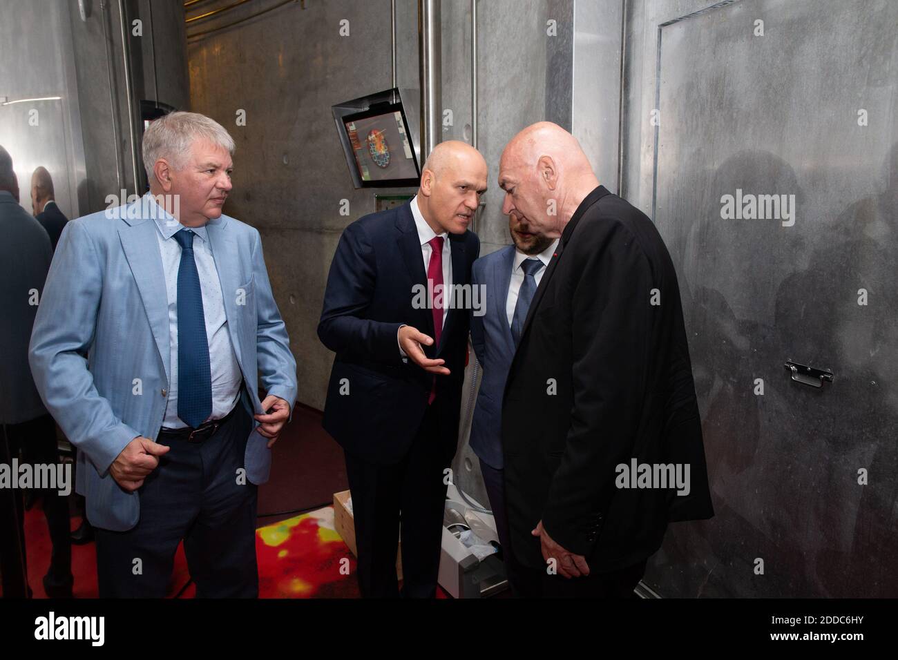 Architect Jean Nouvel and owner Andrey Filatov are seen in the cellar ...