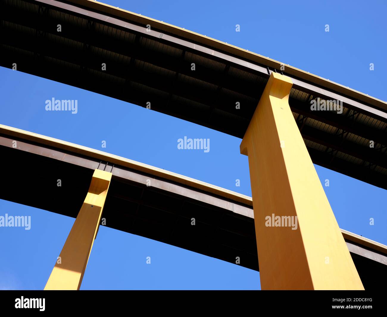 USA, West Virginia, Underside of U.S. Route 48 bridge stretching over ...