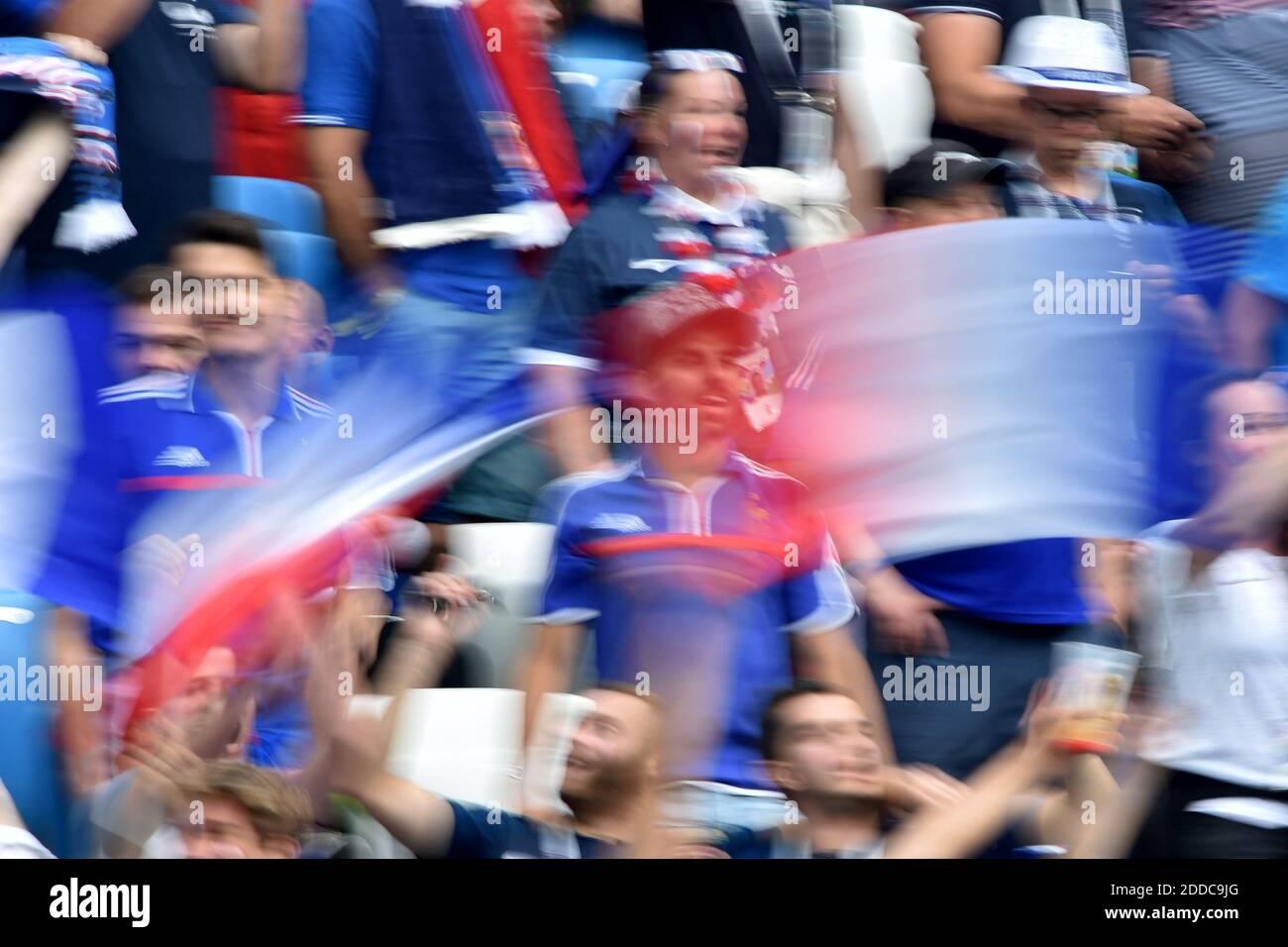 French fans attend the World Cup round of 8 game between France and ...