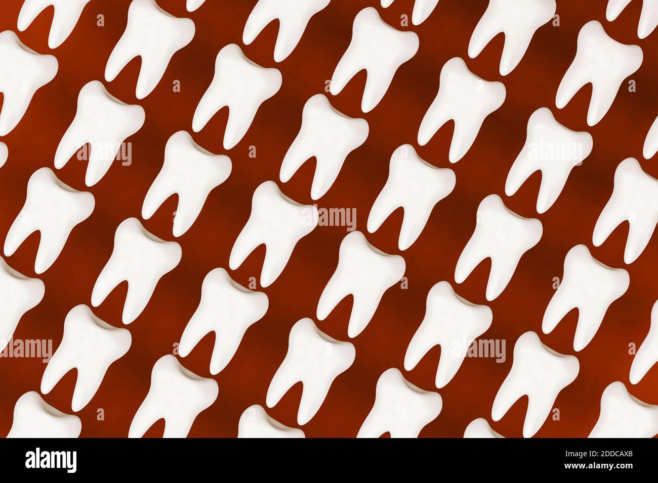 Pattern of white molars against red background Stock Photo - Alamy
