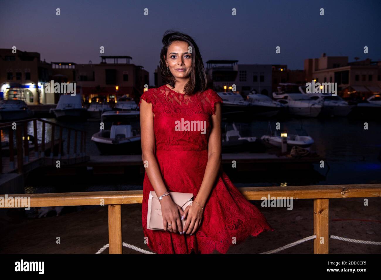 Syrian actress Nancy Khoury poses in the marina of El Gouna, on the 5th ...