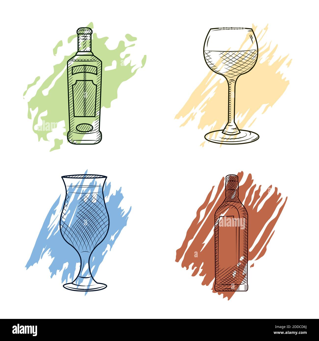 Alcoholic Drinks Bottles Drawing