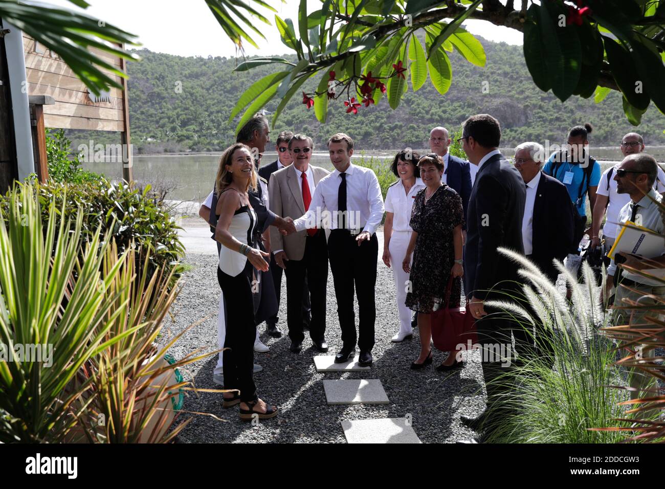 French President Emmanuel Macron is greeted during his visit to the ...