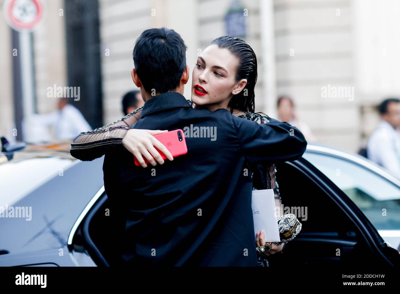 Street style, model Vittoria Ceretti arriving at Vogue Foundation ...