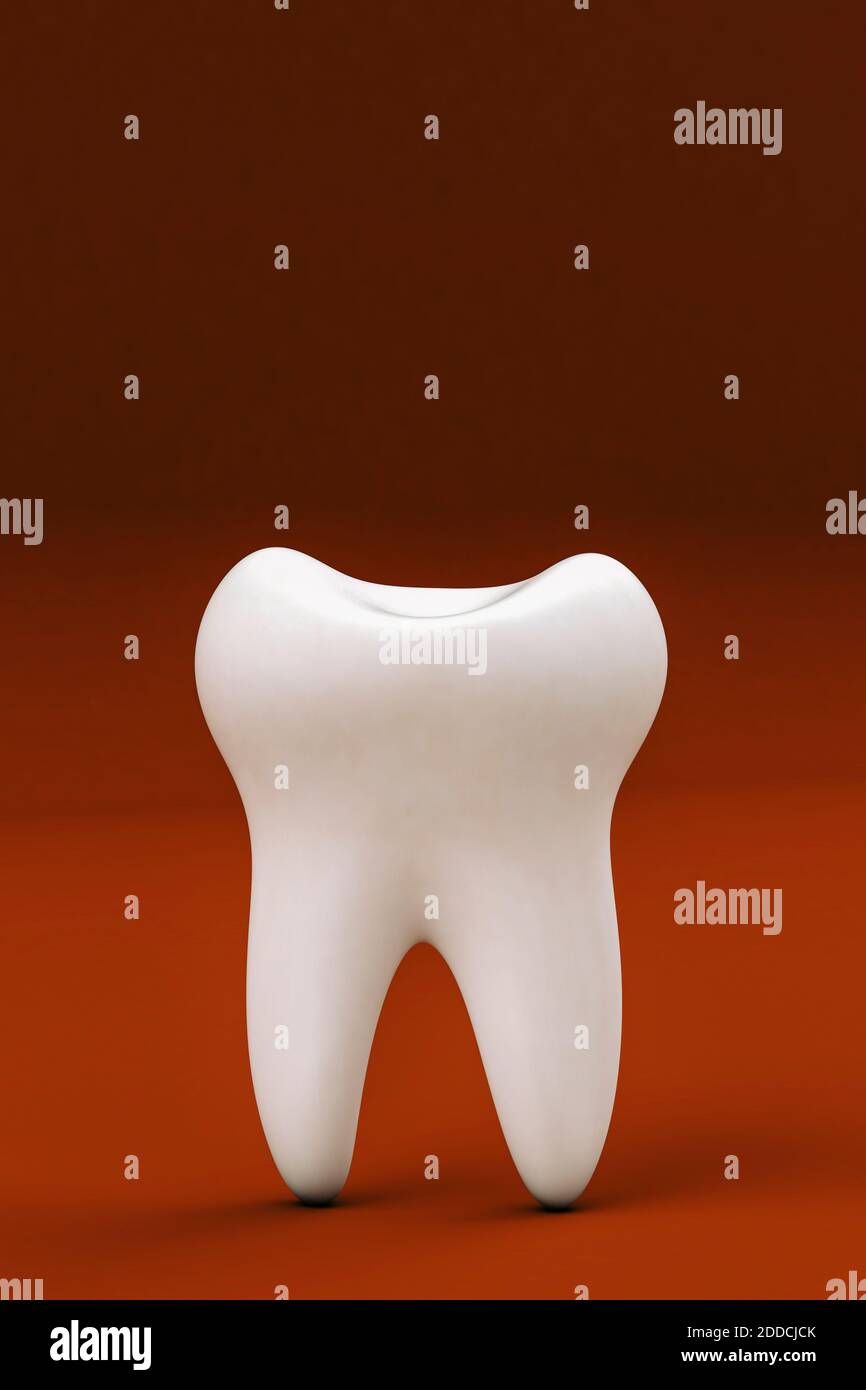 Human molar on red background Stock Photo - Alamy