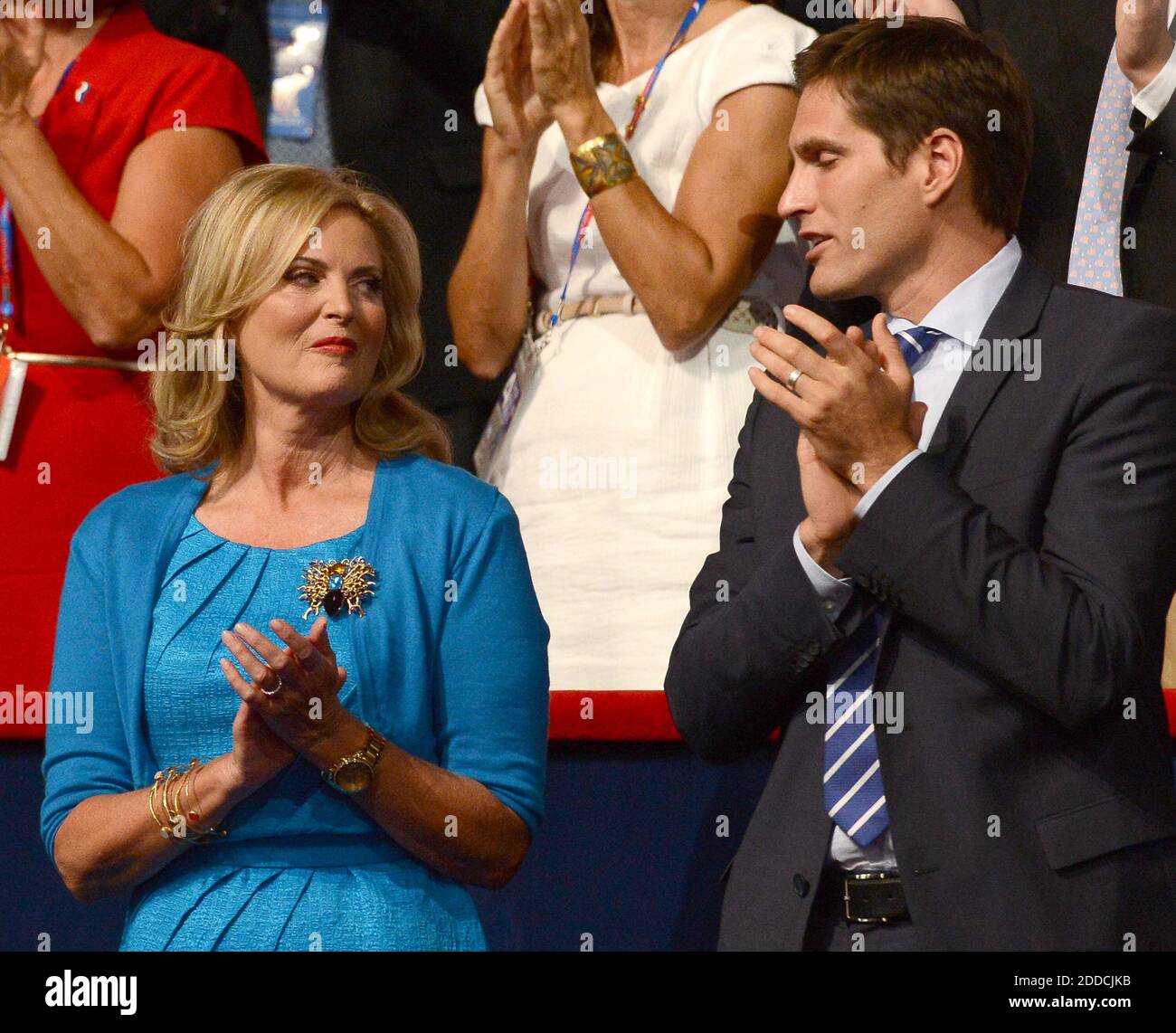 NO FILM, NO VIDEO, NO TV, NO DOCUMENTARY - Ann Romney stands and claps ...