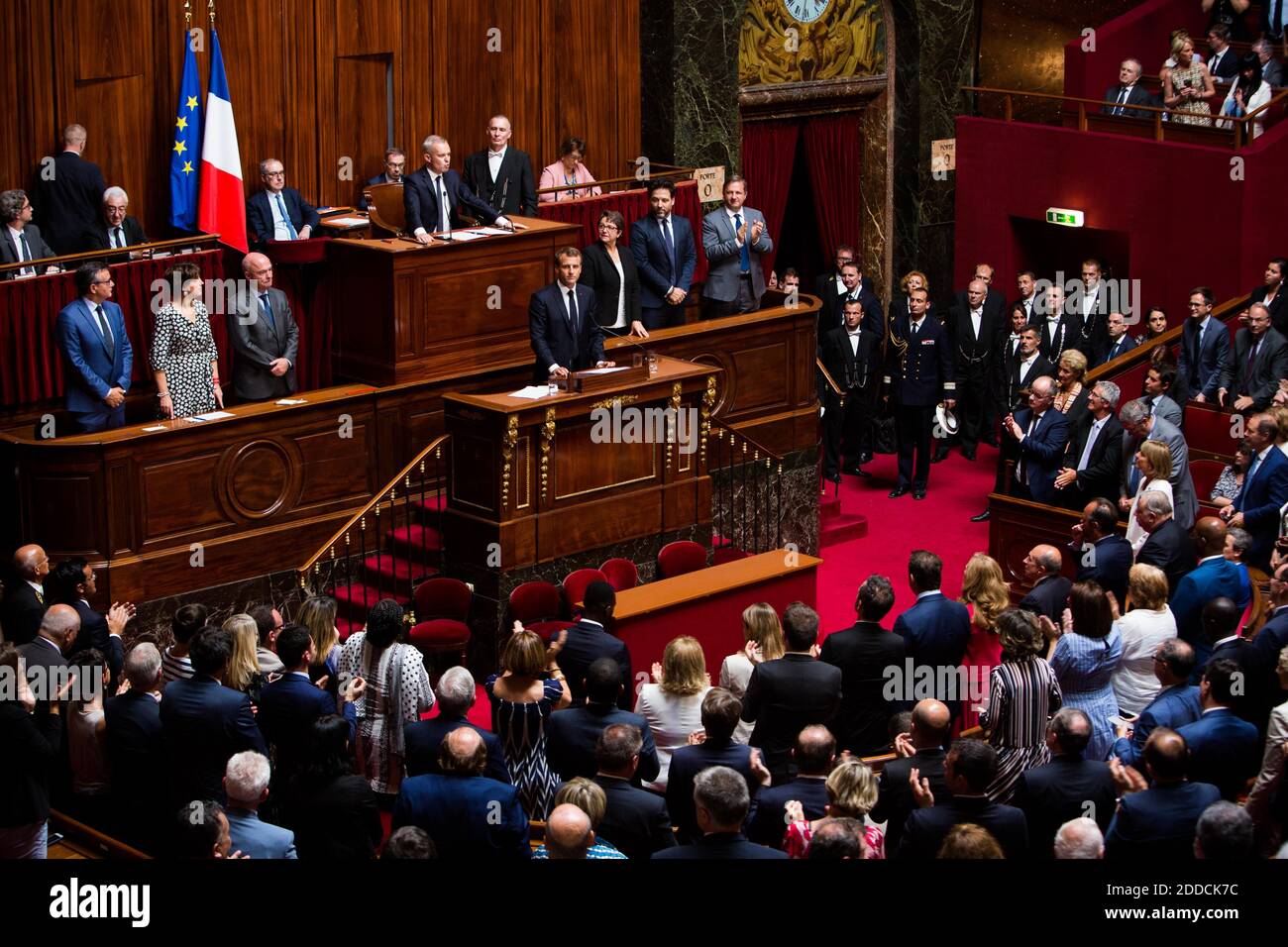French President Emmanuel Macron addresses of a special congress ...