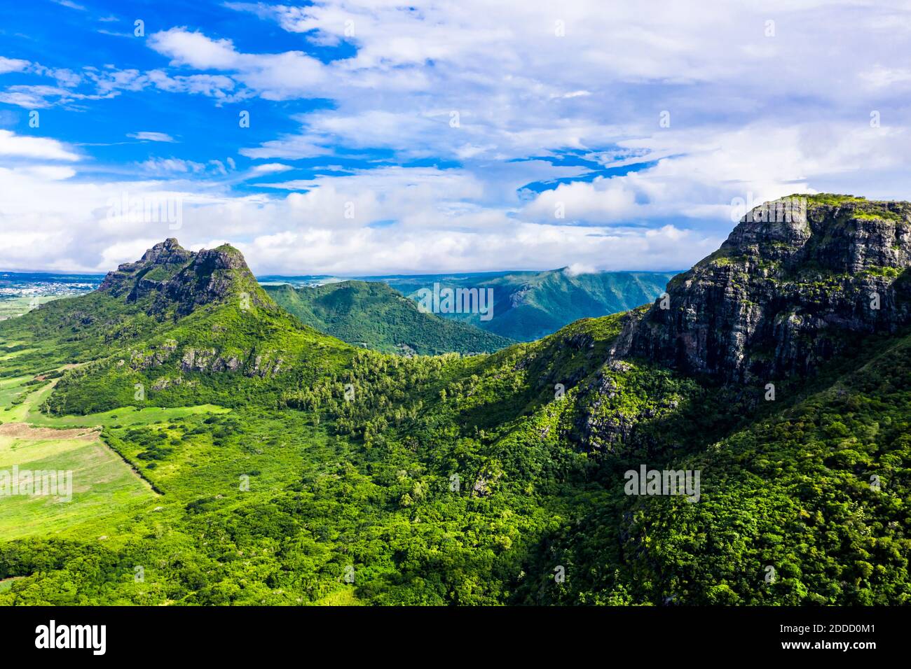 Helicopter view of rempart mountain in summer hi-res stock photography ...
