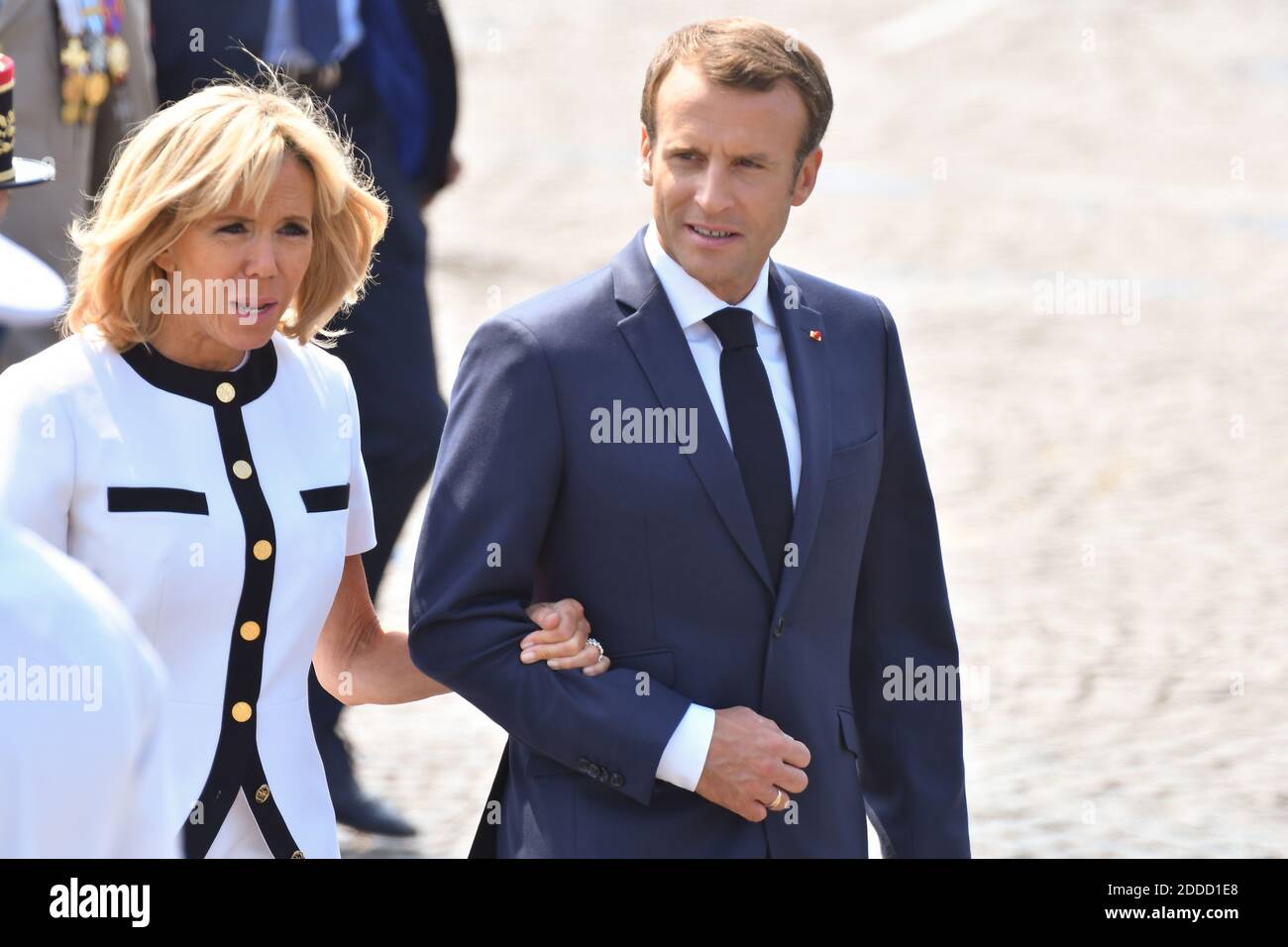 French President Emmanuel Macron and his wife Brigitte Macron during ...