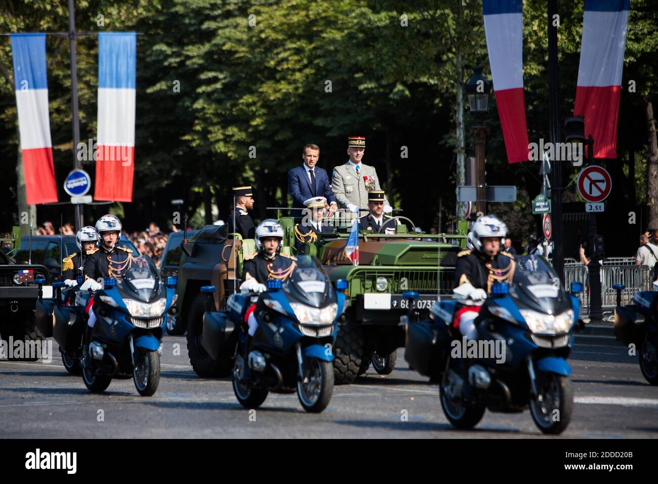 French President Emmanuel Macron (C/L) and Chief of the Defence Staff ...