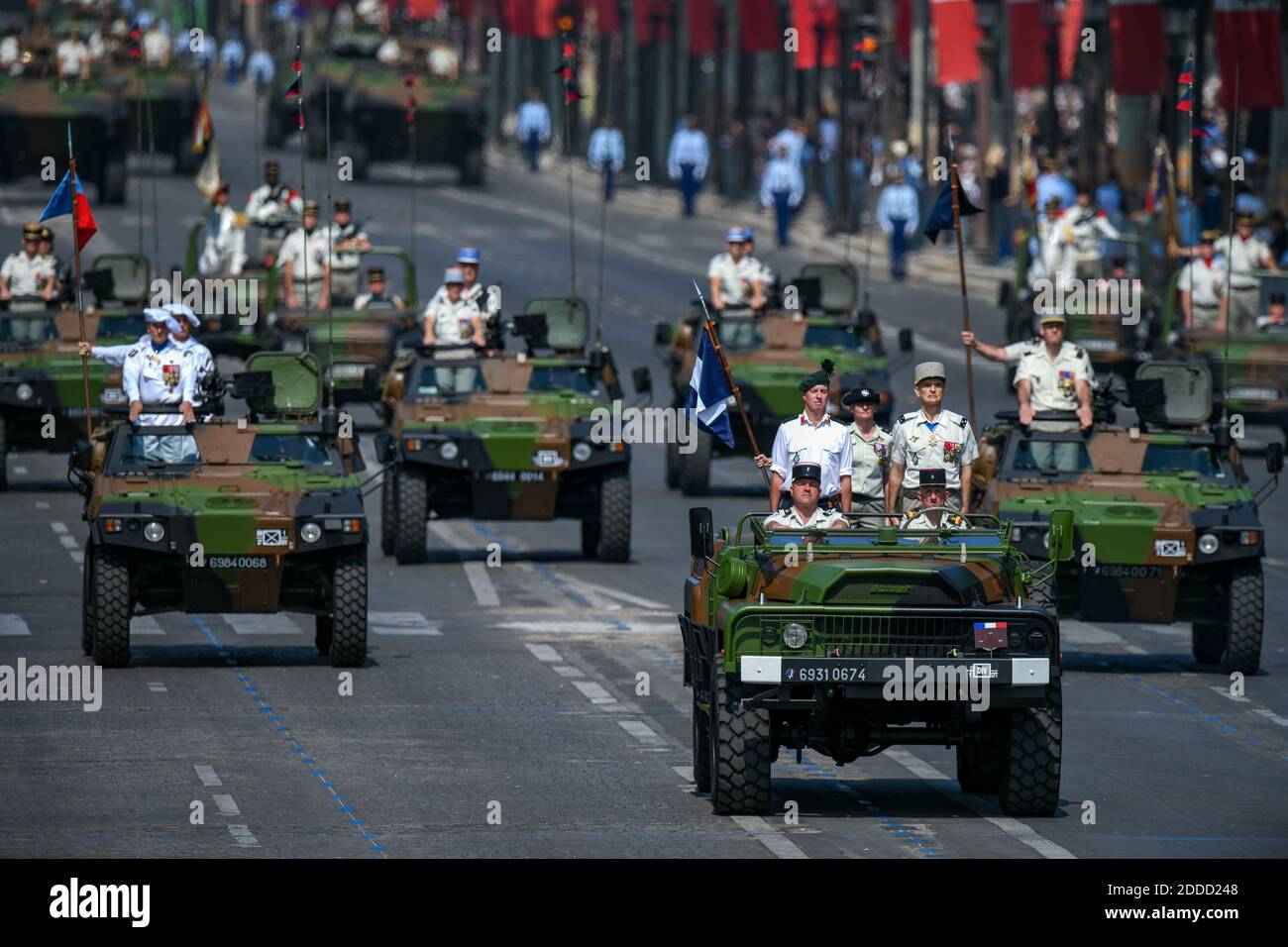Atmosphere during military Parade on the Champs Elysees avenue to ...