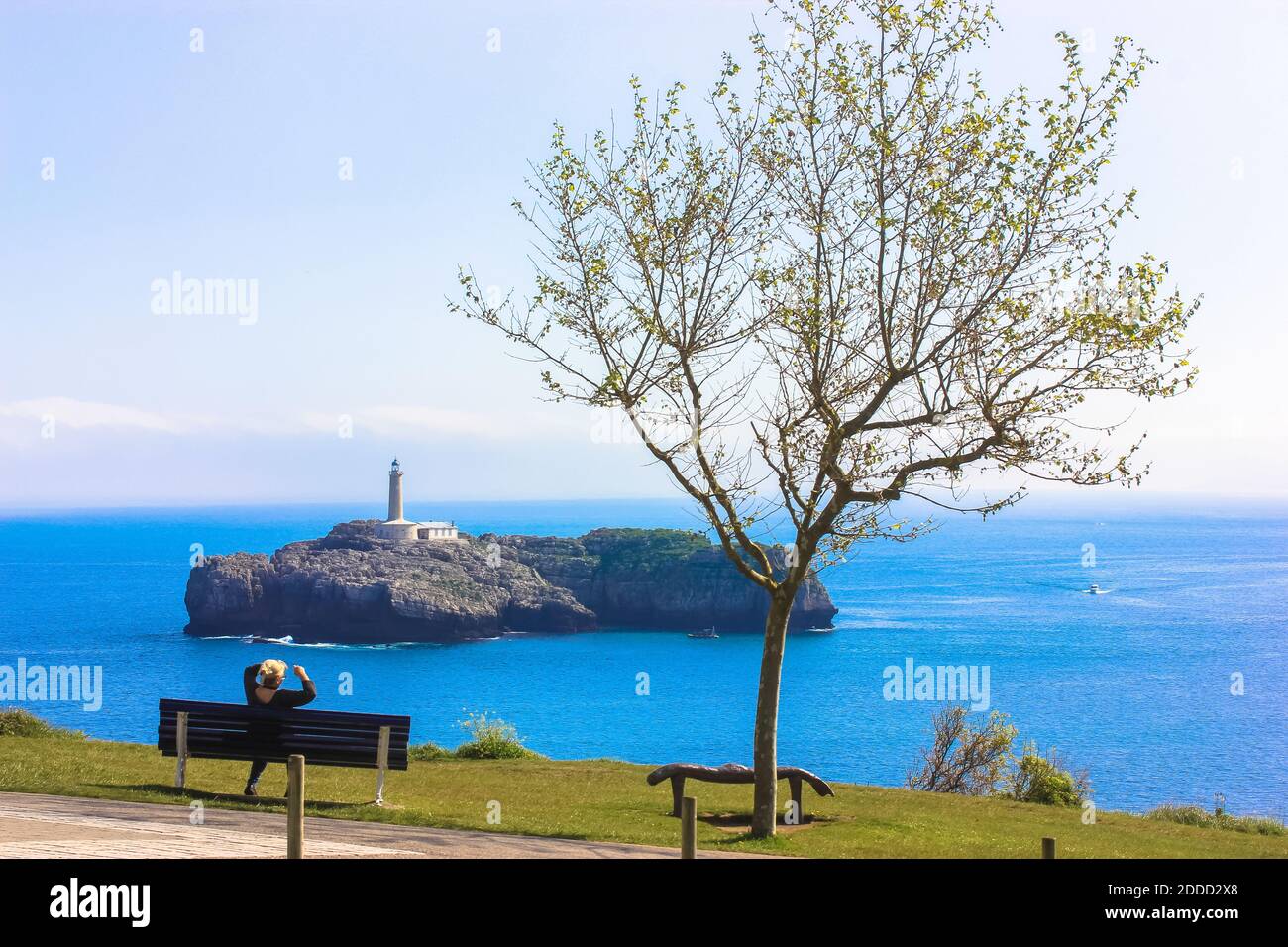 View of the Mouro Island and Lighthouse - Isla y Faro de Mouro - and a ...