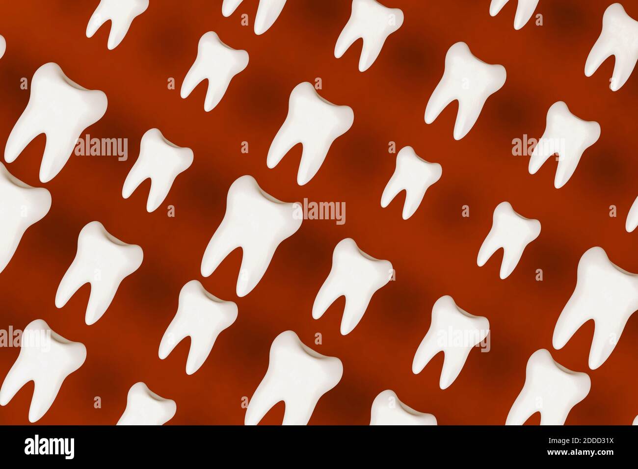 Pattern of white molars against red background Stock Photo - Alamy