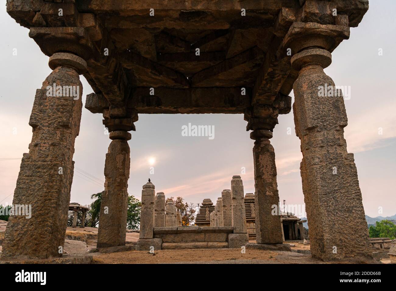 India, Karnataka, Hampi, Architecture of ancient Virupaksha Temple ...