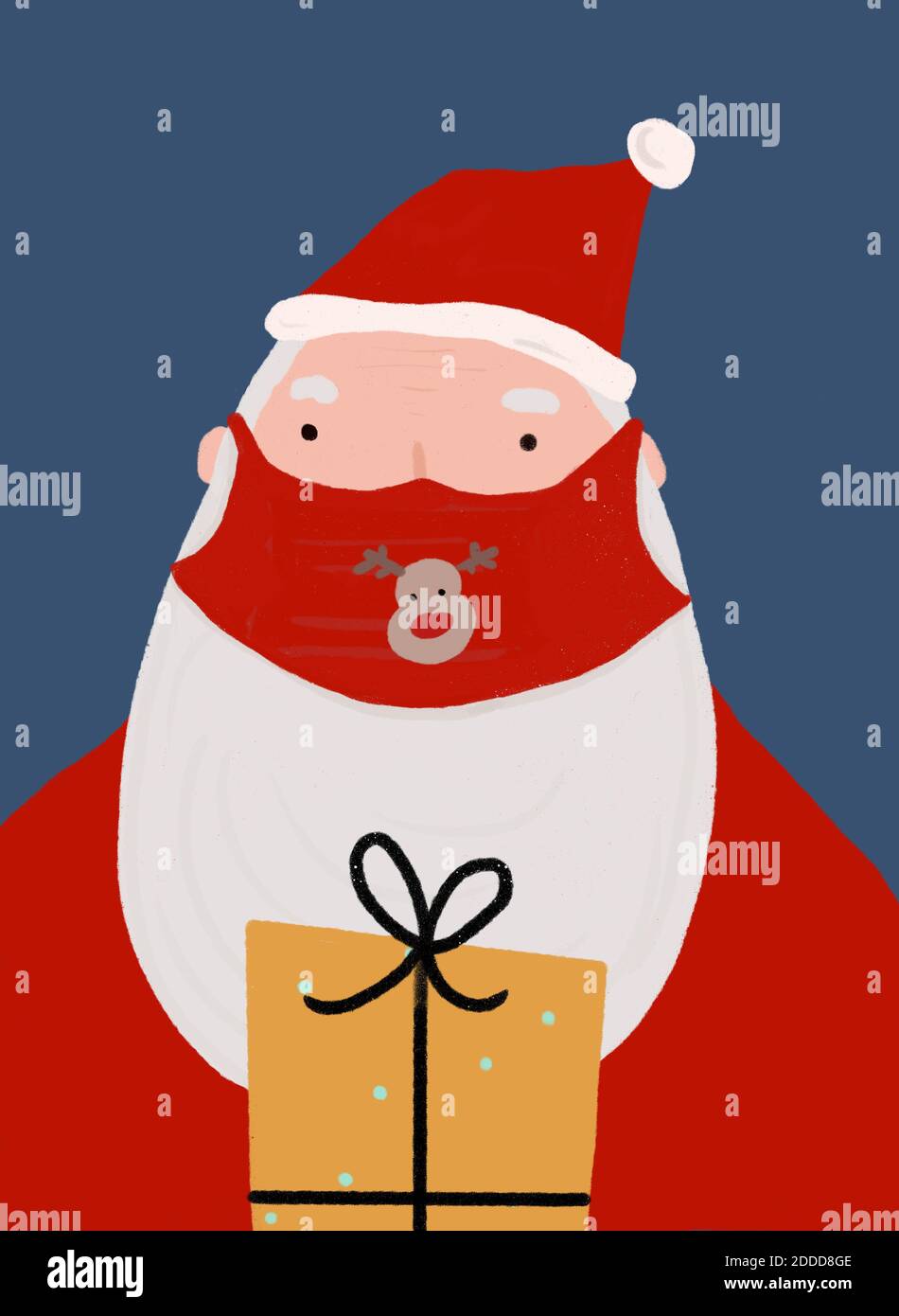 Clip art of Santa Claus wearing protective face mask Stock Photo - Alamy