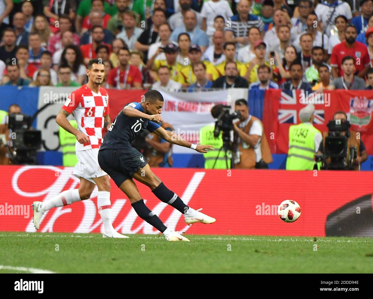 France’s Kylan Mbappe shoots during the 2018 FIFA World cup final ...