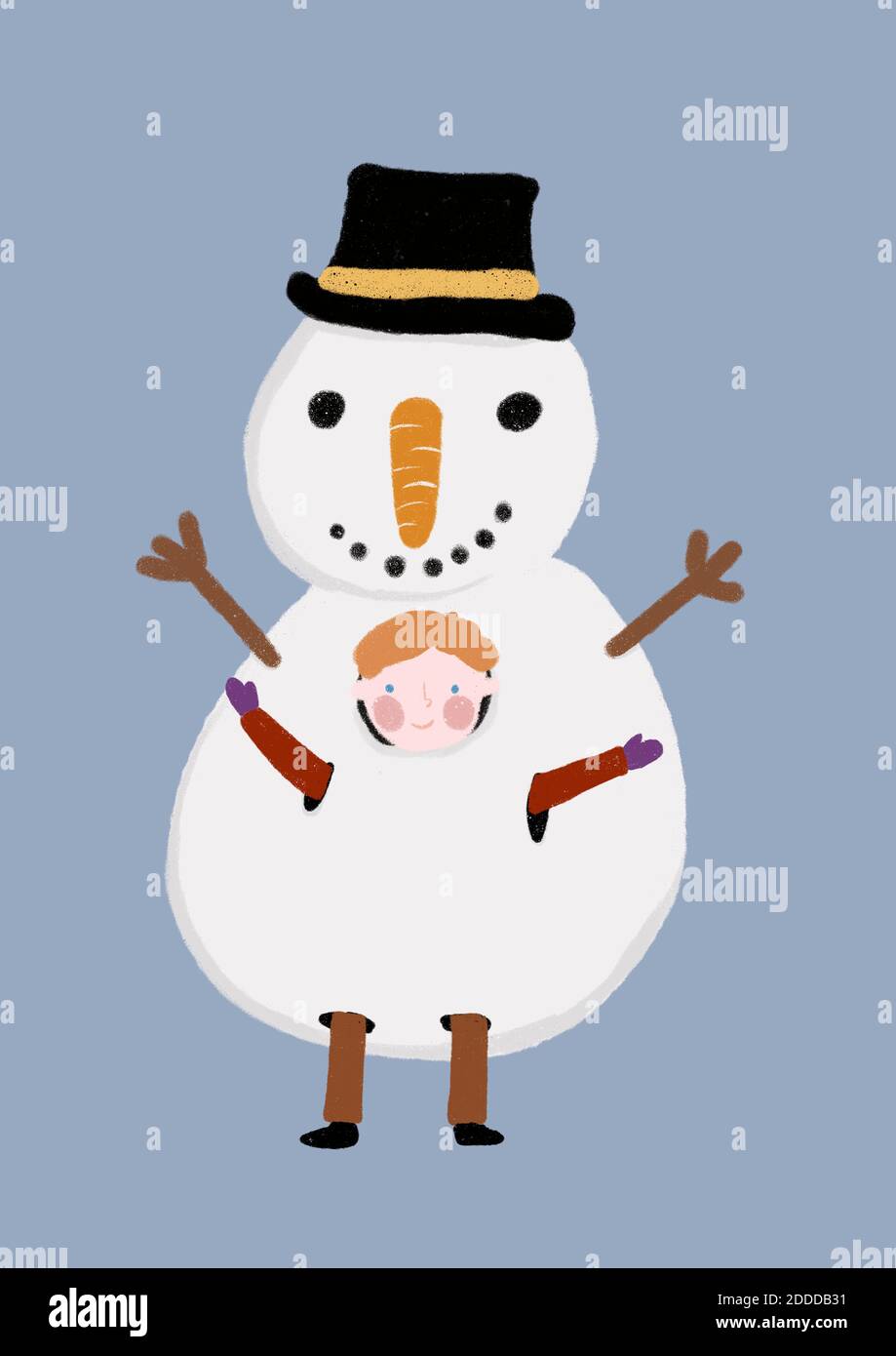 Clip art of little boy wearing snowman costume Stock Photo - Alamy