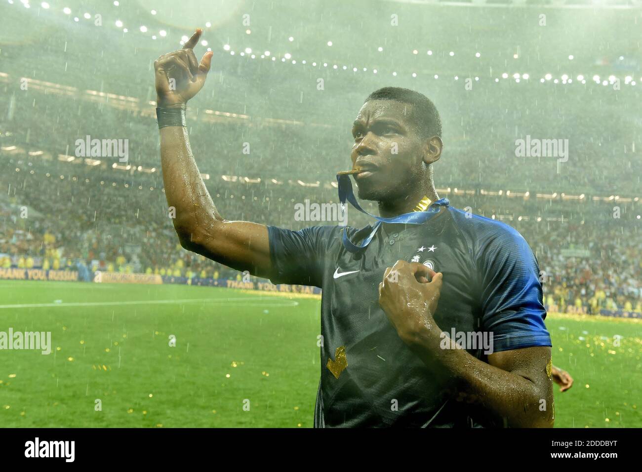 Paul Pogba of France celebrate their victory over Croatia at the 2018 ...
