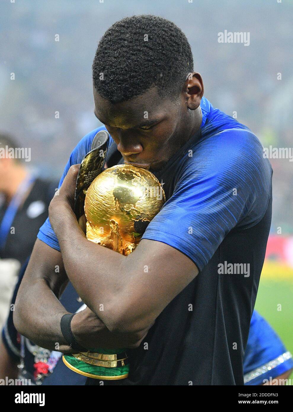 France's Paul Pogba kisses the trophy after winning 4-2 the 2018 FIFA ...