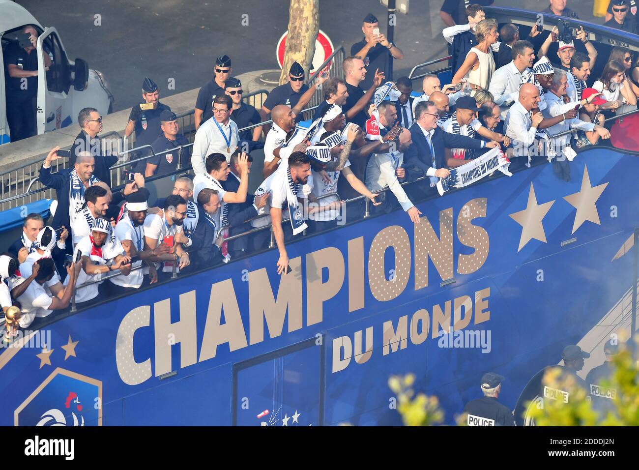 The Bus of France's World Cup Winning Team Parade Down The Champs ...