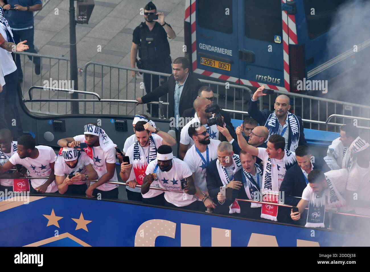 The Bus of France's World Cup Winning Team Parade Down The Champs ...