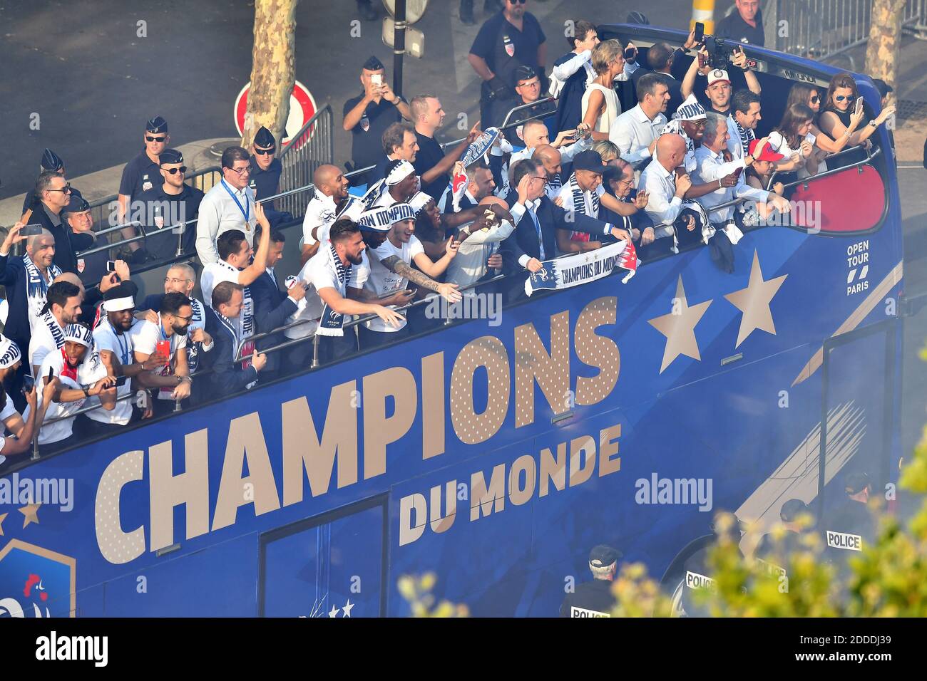 The Bus of France's World Cup Winning Team Parade Down The Champs ...