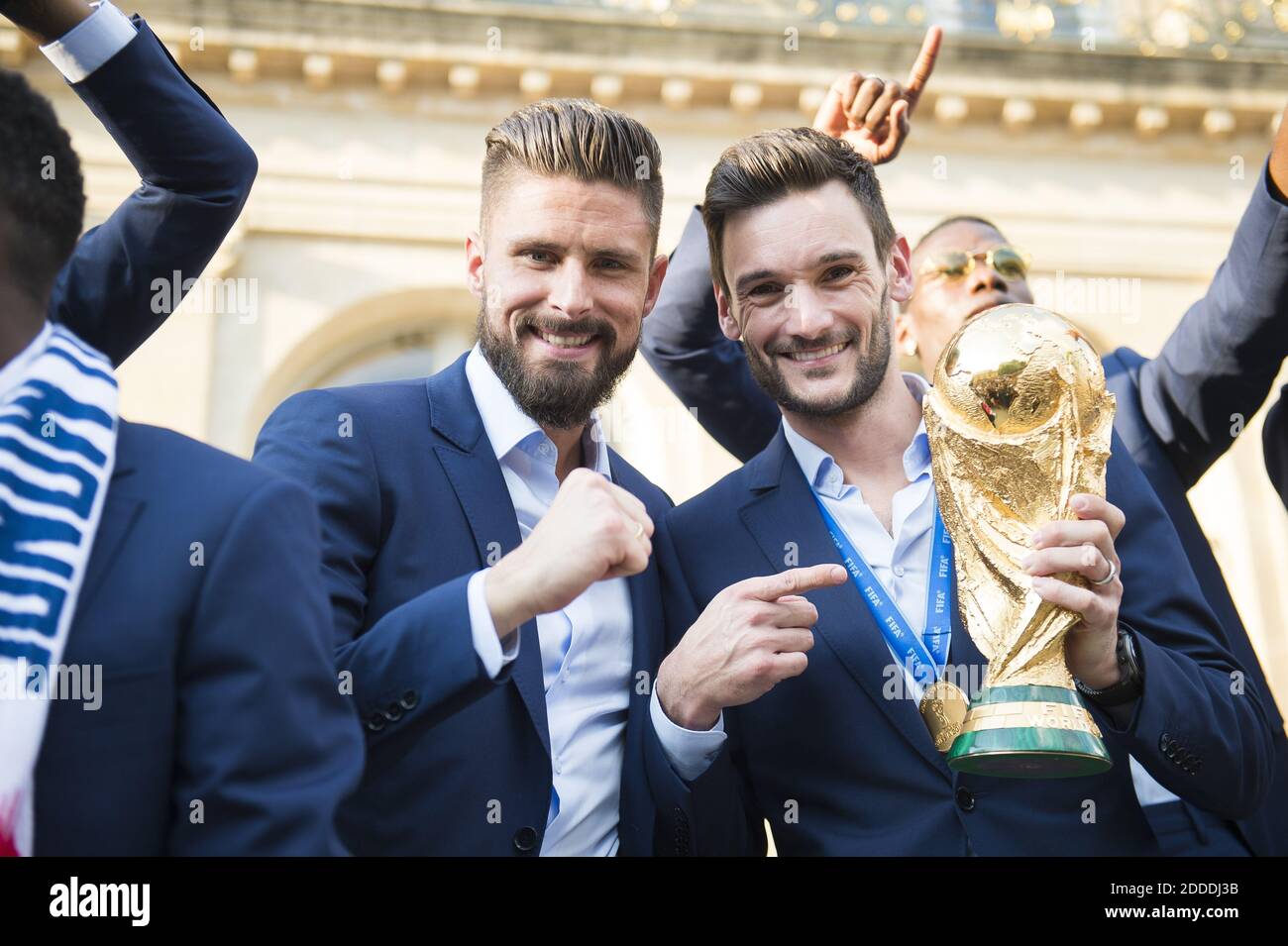 Hugo Lloris and Olivier Giroud at Elysee Palace. French President ...