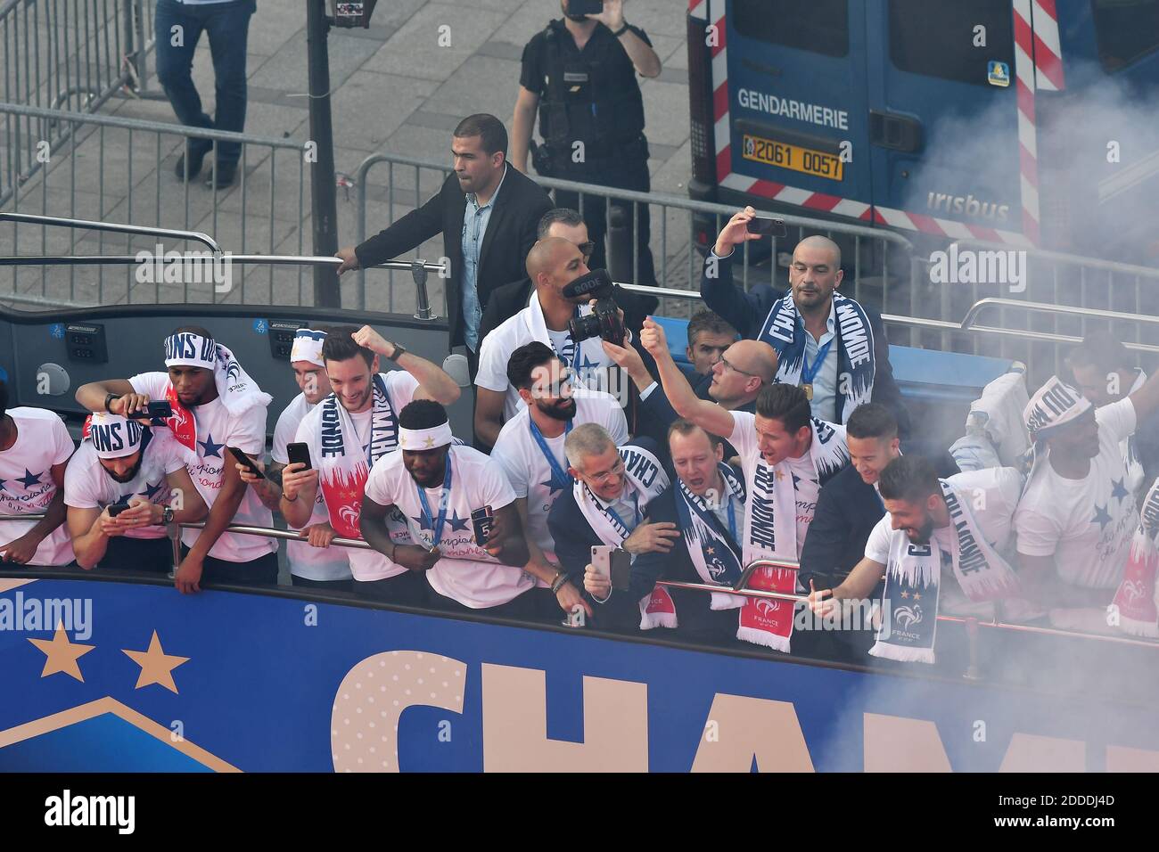 The Bus of France's World Cup Winning Team Parade Down The Champs ...