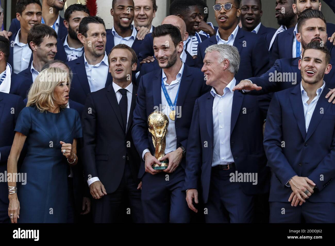 France's President Emmanuel Macron and his wife Brigitte received he ...