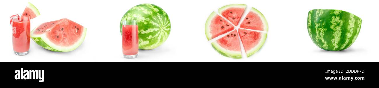 Collage of Fresh watermelon isolated on a white background cutout Stock ...