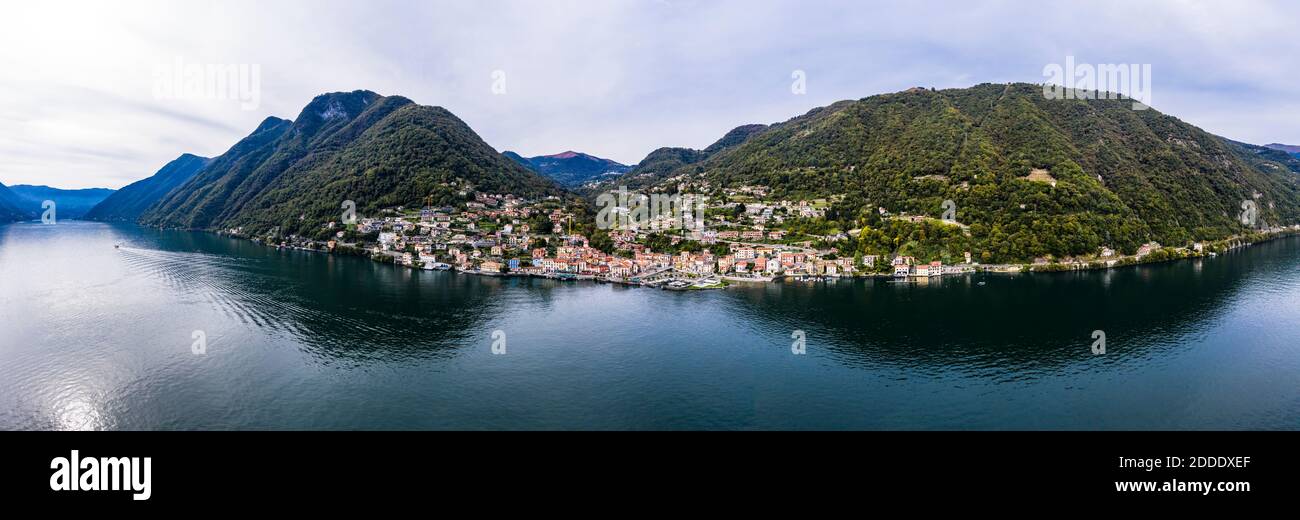 Aerial view of Colonno at Lake Como, Lombardy, Italy Stock Photo - Alamy